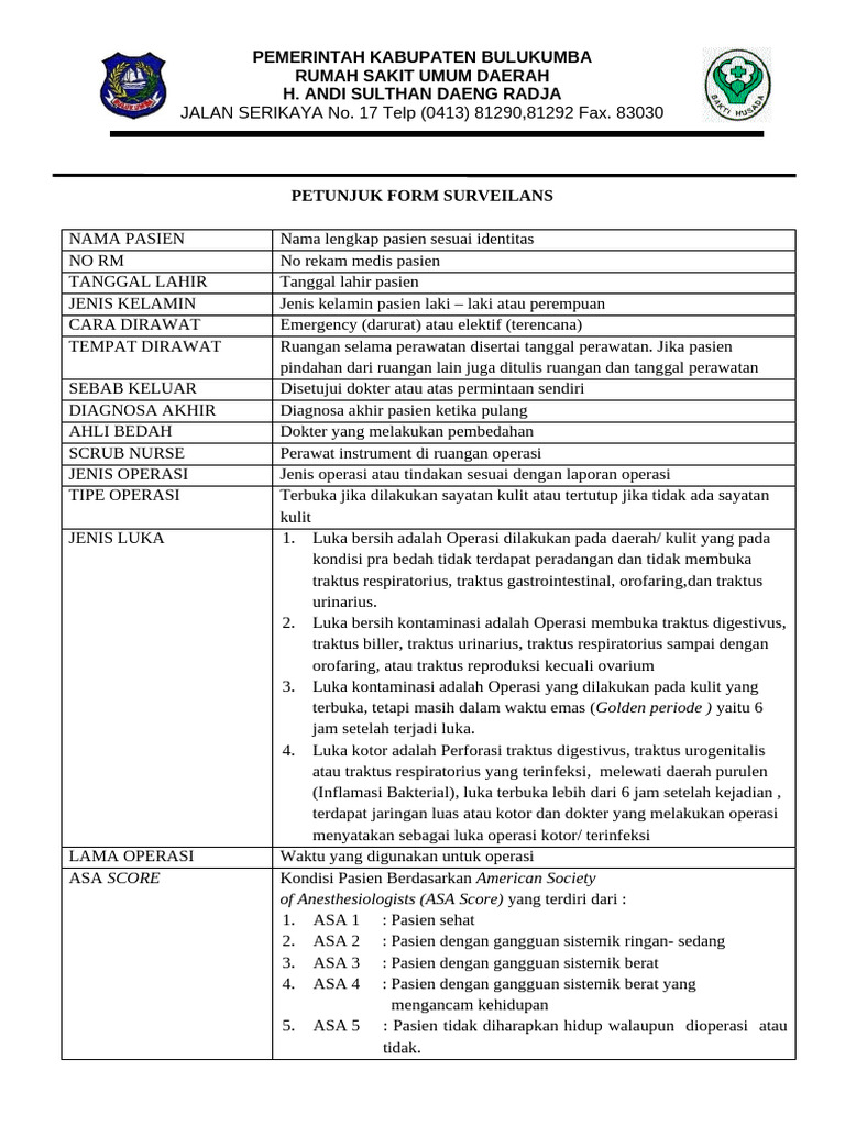 Petunjuk Form Surveilans | PDF
