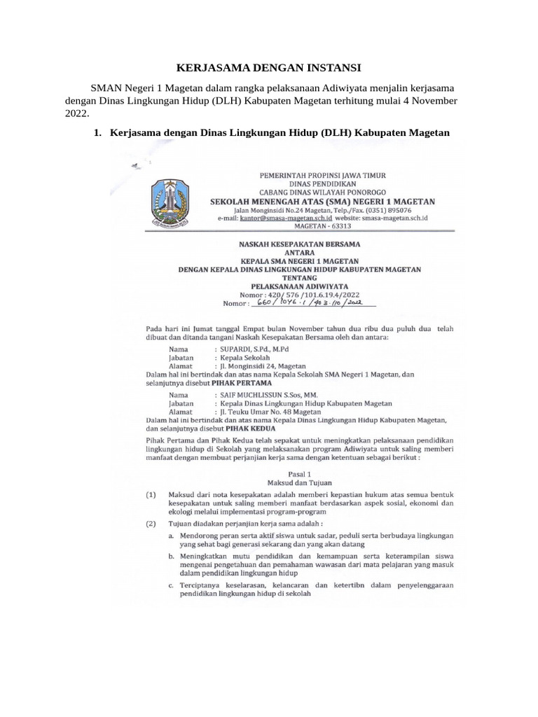 Kerjasama Dengan DLH | PDF