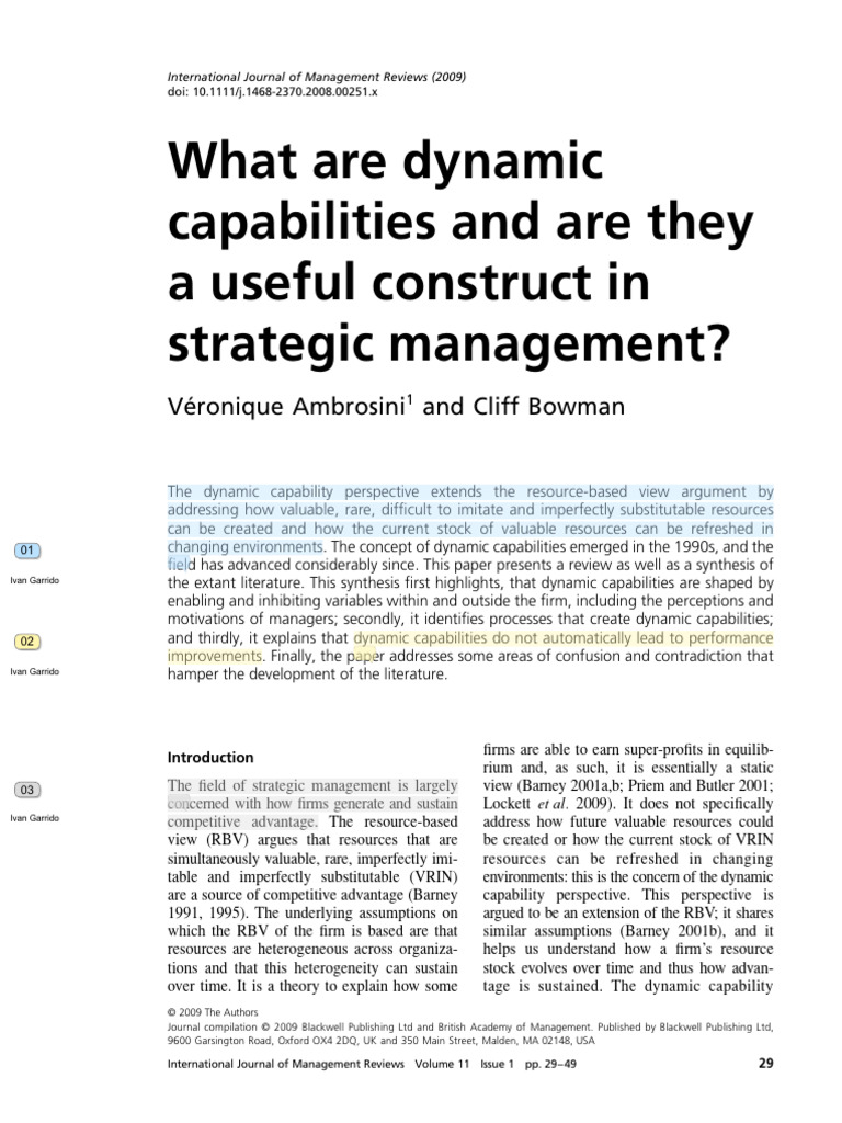 Ambrosini, Bowman - 2009 - What are dynamic capabilities and are they a useful construct in ...