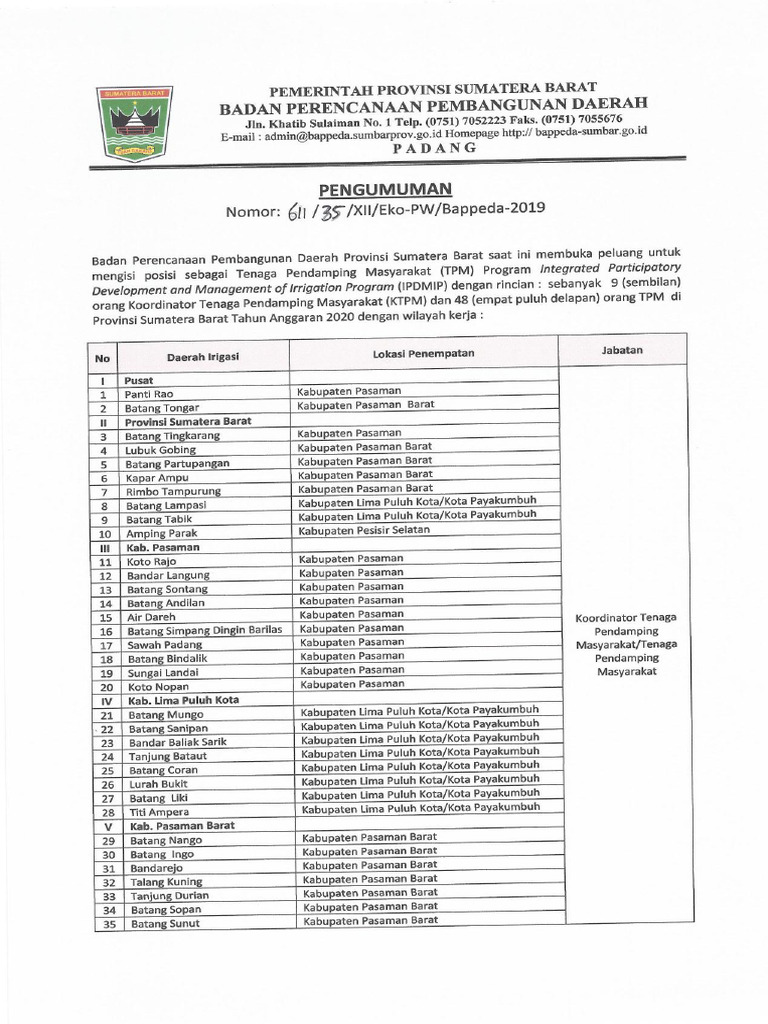 Pengumuman Recruitment TPM Dan KTPM-min | PDF