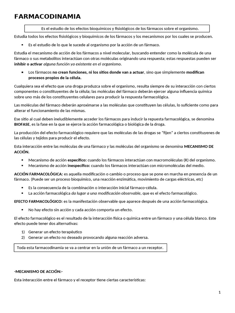FARMACODINAMIA | PDF