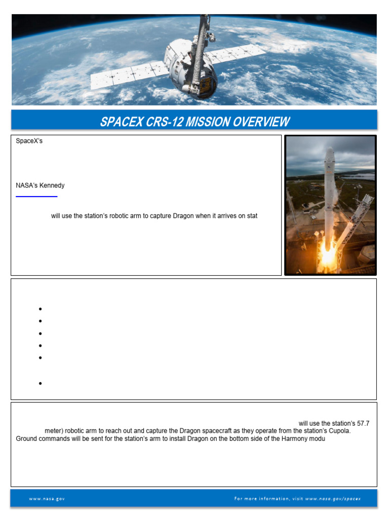 Spacex Crs-12 Missionoverview | PDF