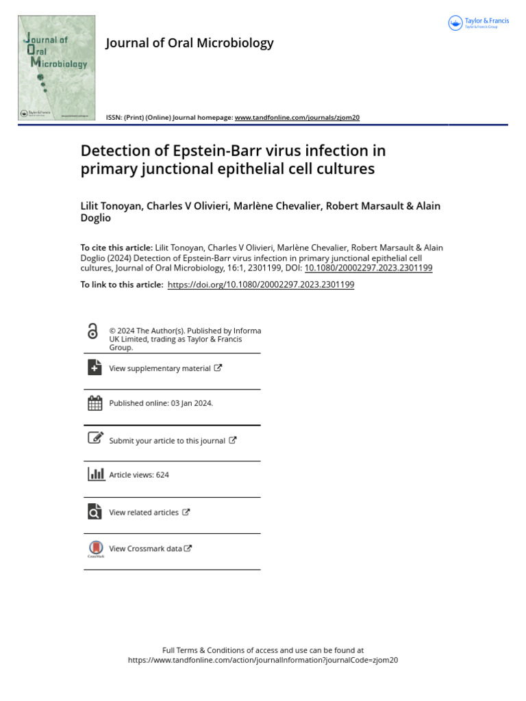 Detection of Epstein Barr Virus Infection in Primary Junctional | PDF