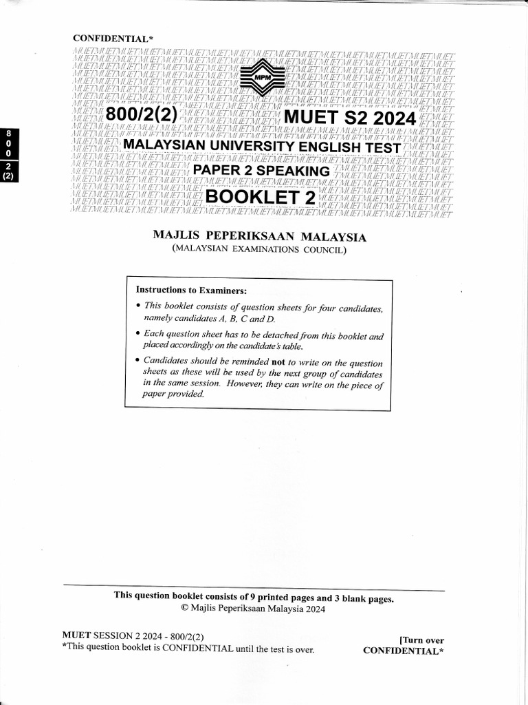 MUET S2 2024 BOOKLET 2 Answer | PDF | Community | Art
