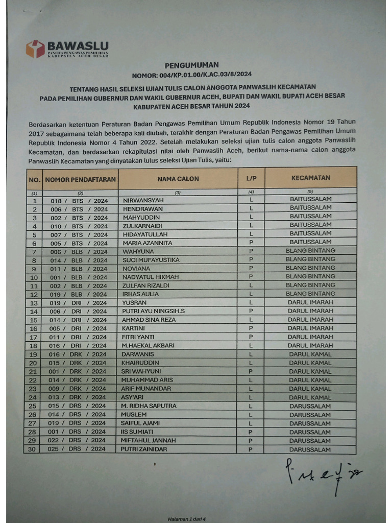 Pengumuman Lulus Ujian Tulis - Stamp | PDF
