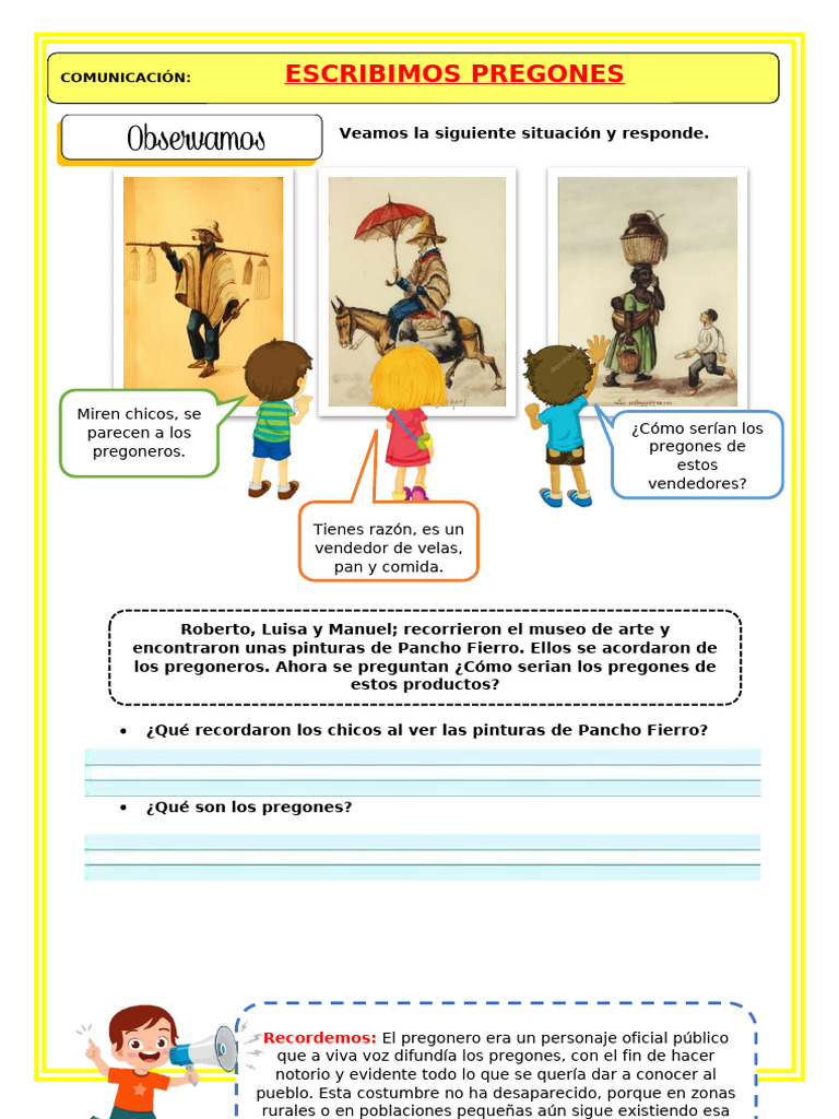 Ficha de Com Escribimos Pregones | PDF