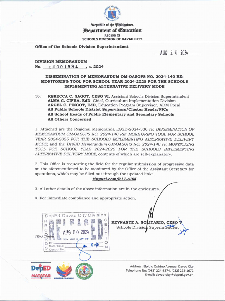 2024-DM No. 1334 - DISSEMINATION OF MEMORANDUM OM-OASOPS NO. 2024-14 ... 2024-DM No. 1334 - DISSEMINATION OF MEMORANDUM OM-OASOPS NO. 2024-14 ...