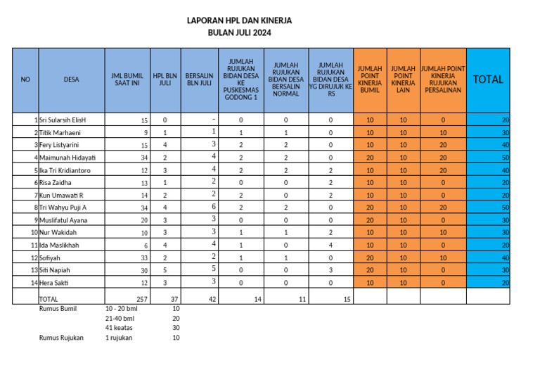 7, Kinerja Bidan Desa BLN Juli 2024 | PDF