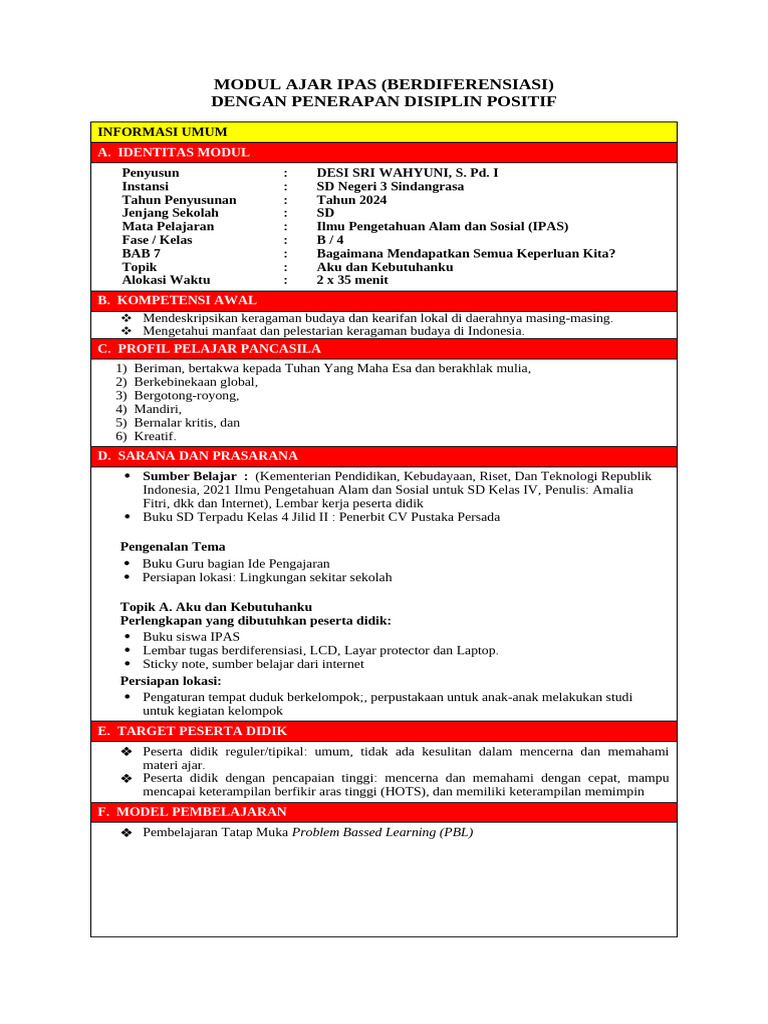 modul ajar bu desi | PDF