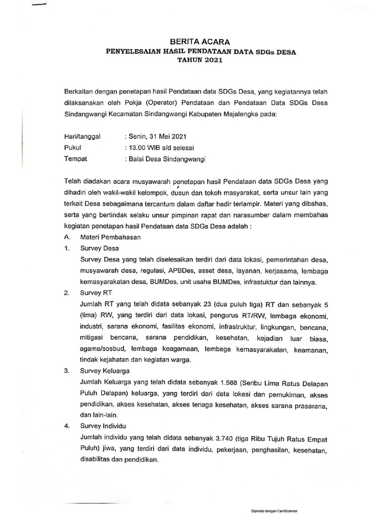 Ba Penyelesaian Pendataan SDGS Bangbayang | PDF