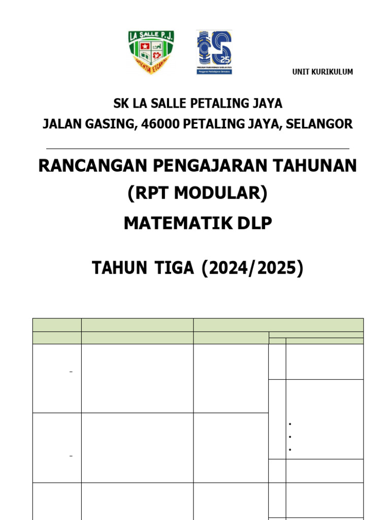 RPT Modular Mathematics DLP Year 3 Final | PDF