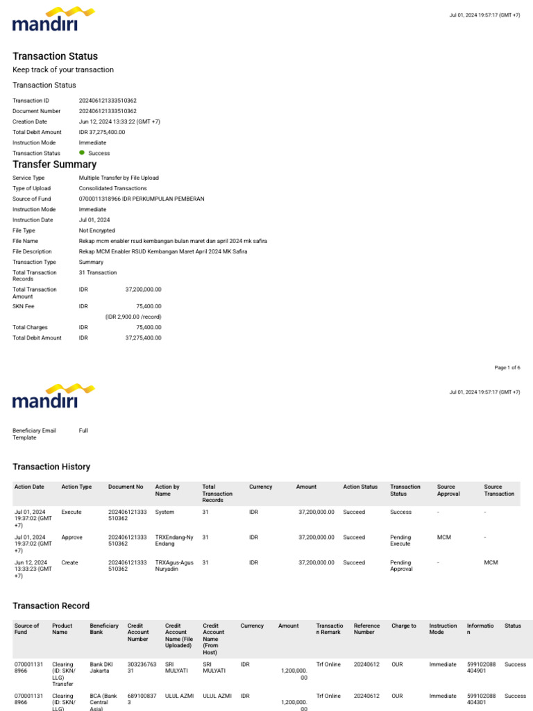 Transaction Status | PDF
