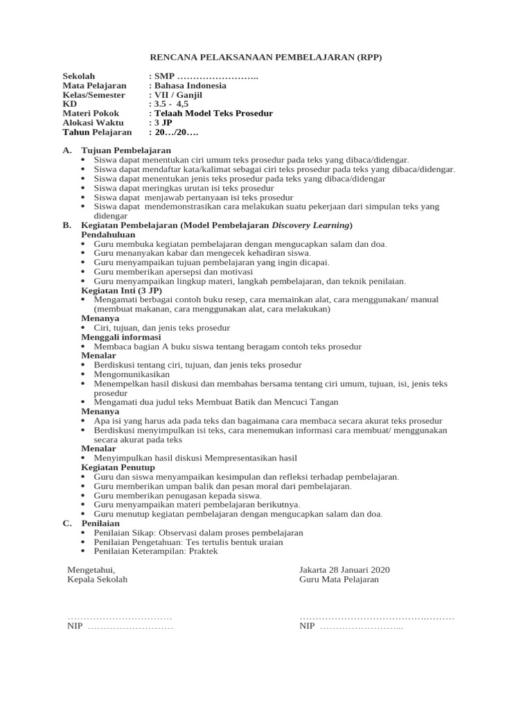 RPP BAB 3 Kegiatan A Dan B | PDF