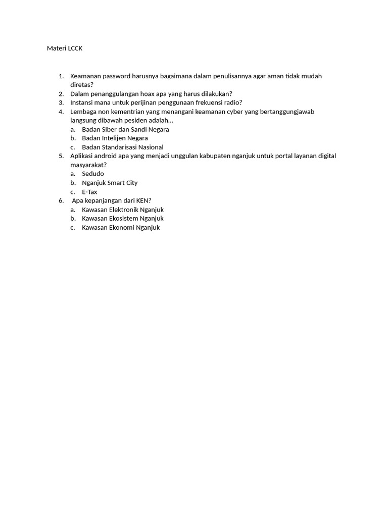 Materi LCCK | PDF