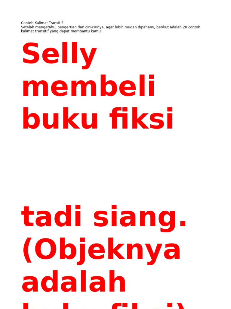 Contoh Kalimat Transitif Oi | PDF