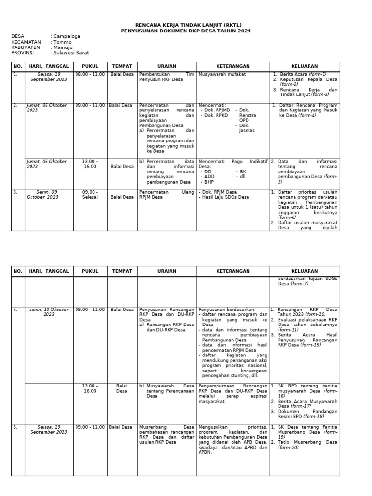 RKTL - RKP Desa | PDF