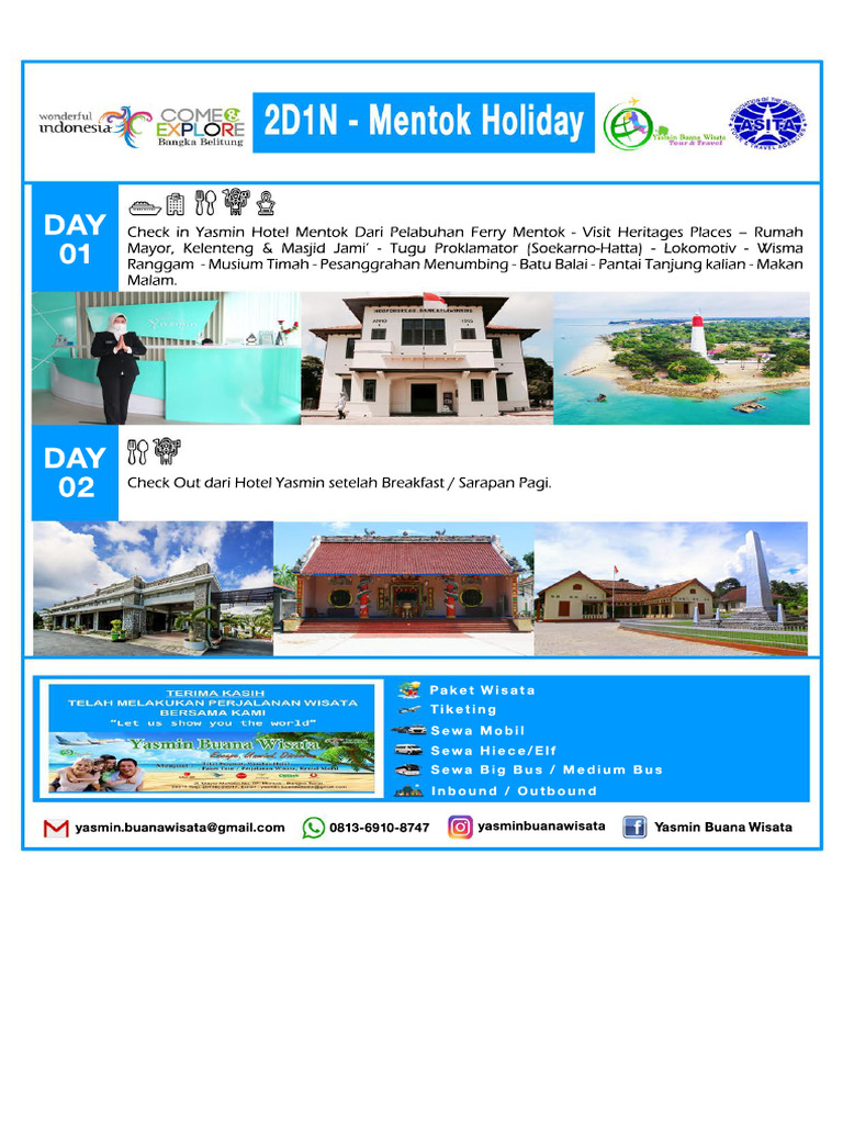 2D1N - Mentok Holiday | PDF