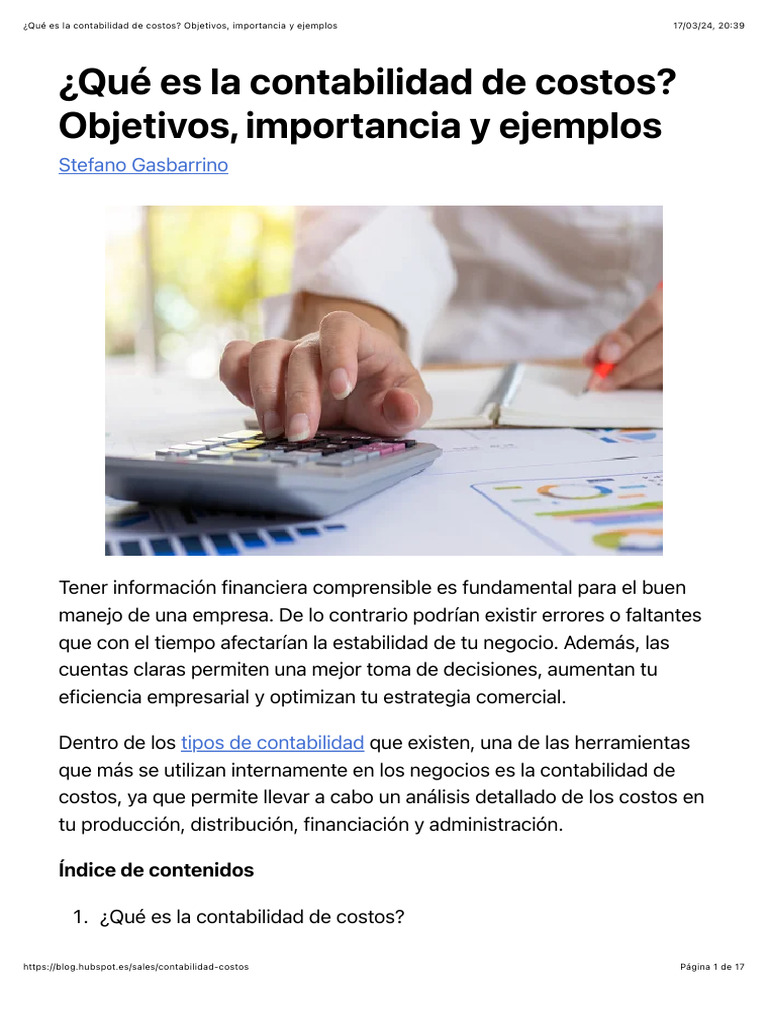 S1 - ¿Qué Es La Contabilidad de Costos - Objetivos, Importancia y Ejemplos | PDF