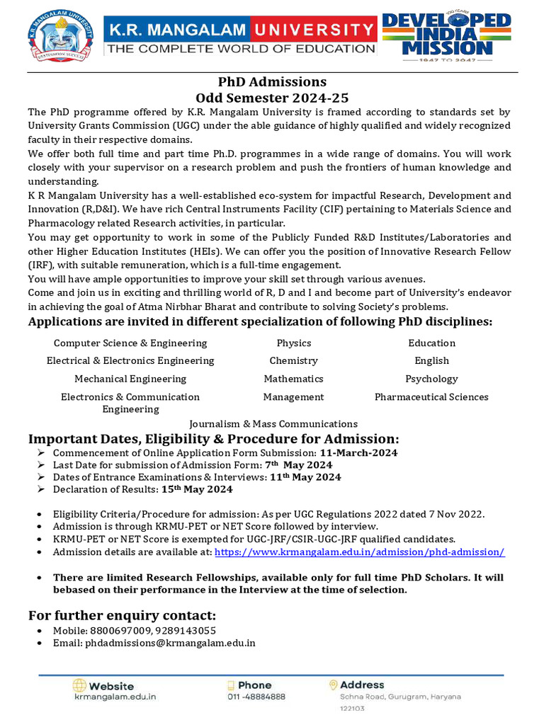 PHD Admission Call For Master | PDF | Doctor Of Philosophy | Computers