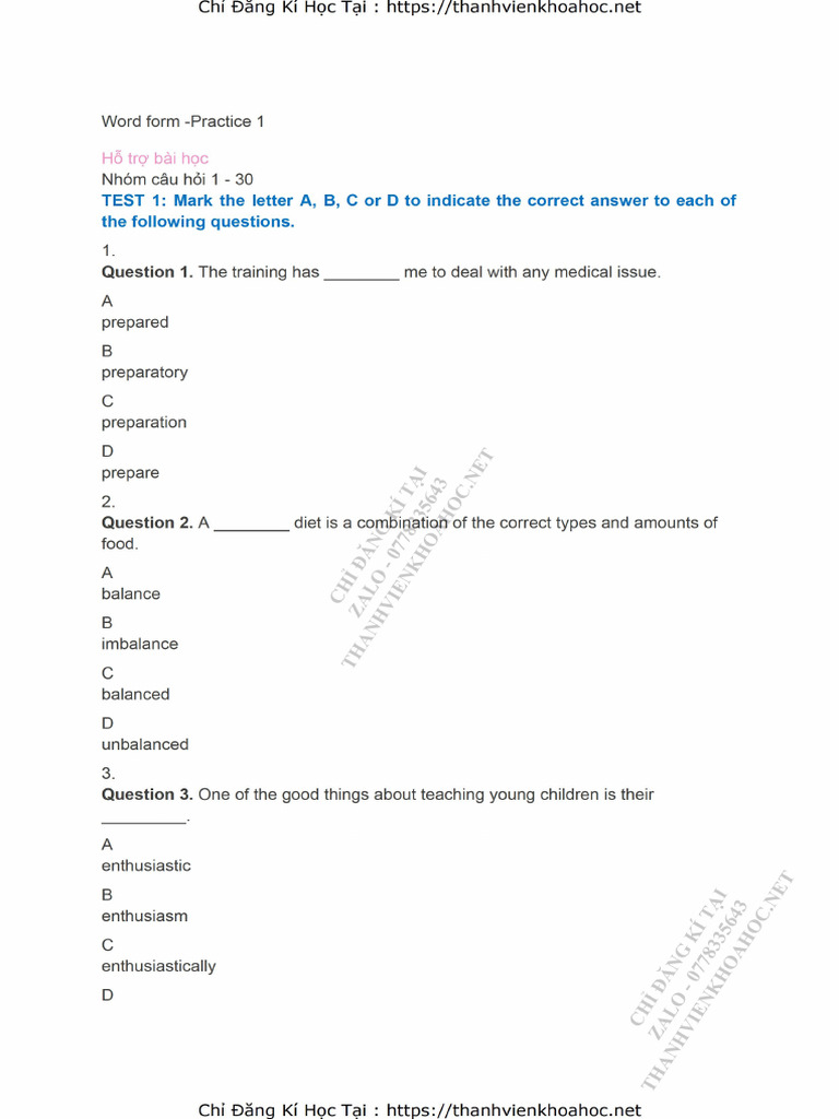 Word Form - Practice 1 | PDF