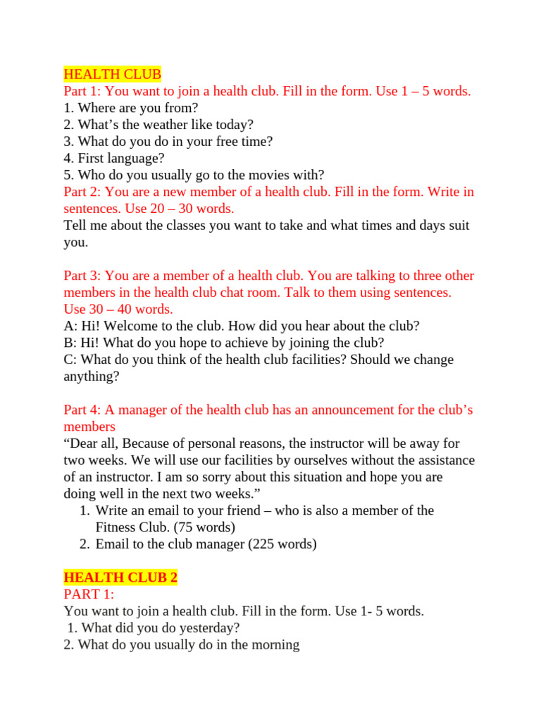 Health Club | PDF