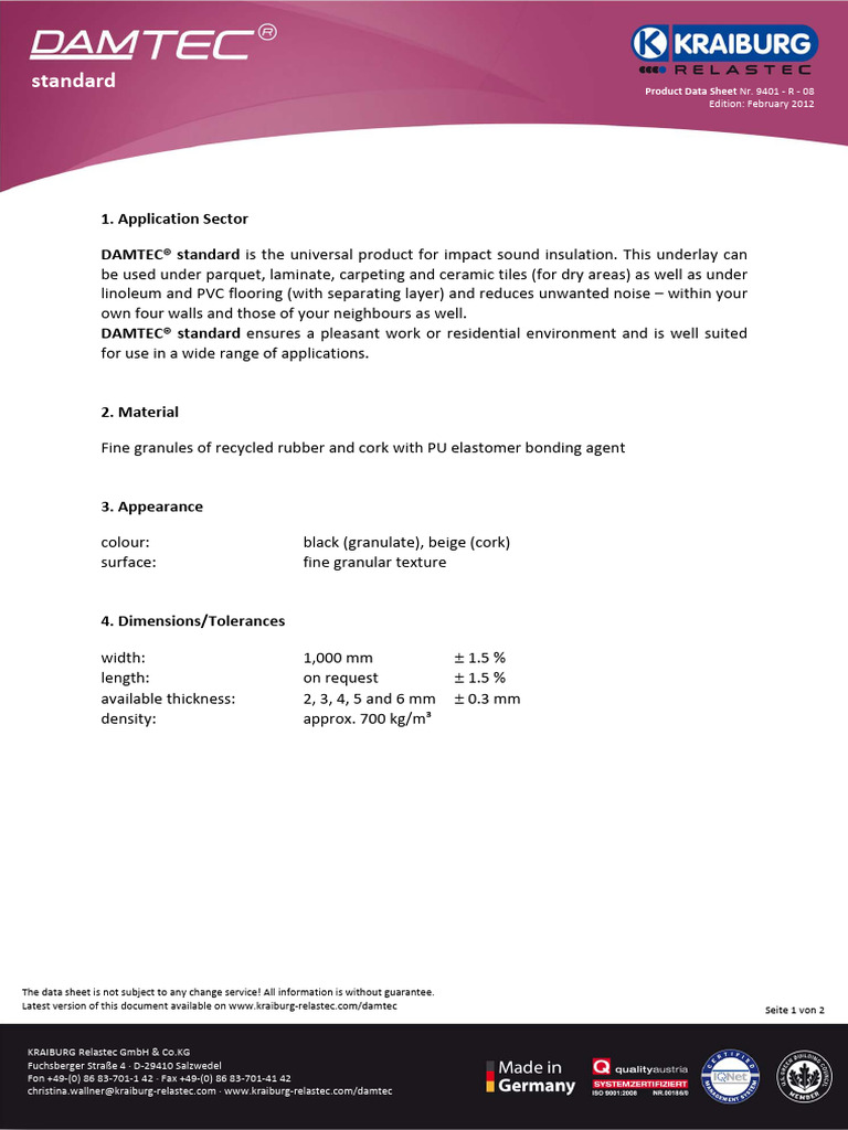 DAMTEC Acoustic Underlay | PDF