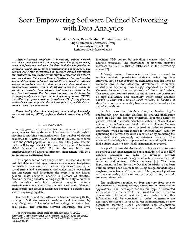 Seer Empowering Software Defined Networking With Data Analytics | PDF
