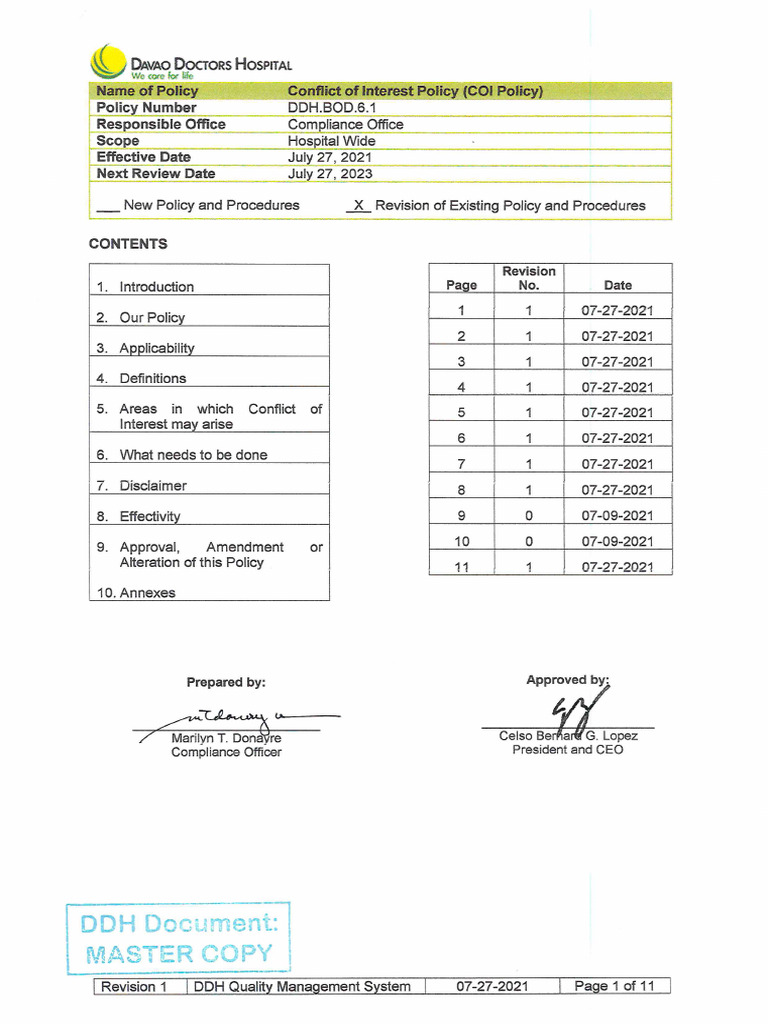 PG-CP-1 - Conflict of Interest Policy (COI Policy) Rev1 | PDF