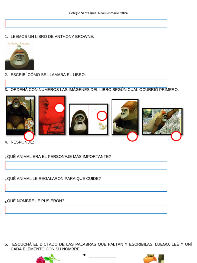 Actividades PRIMER GRADO Libro Cosita Linda Anthony Browne | PDF