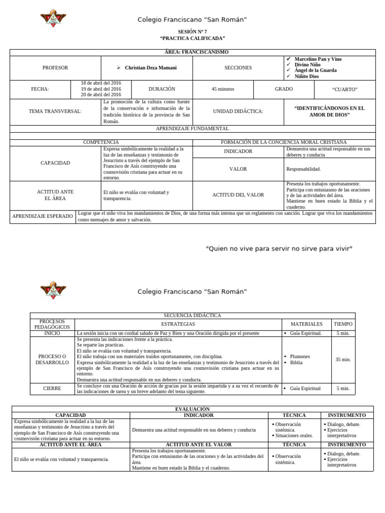 SESION N° 7 - FRANCISCANISMO | PDF