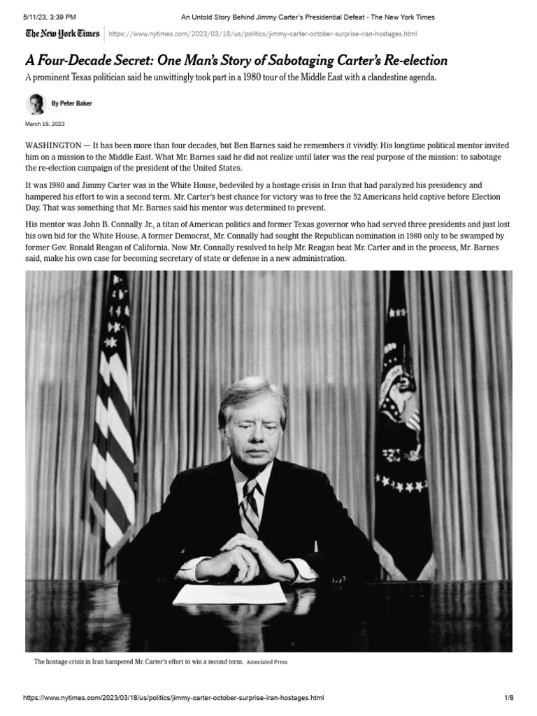 An Untold Story Behind Jimmy Carter's Presidential Defeat - The New ...
