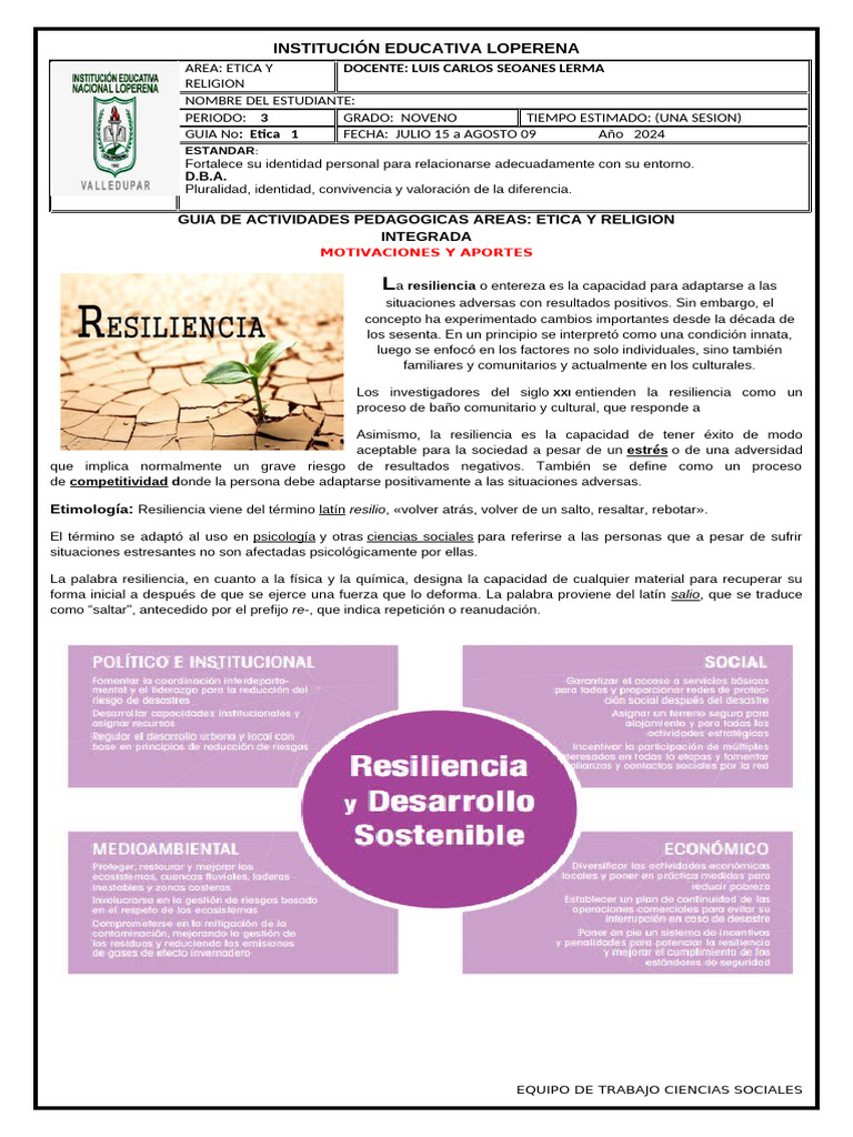 GUIA N°1. ETI y REL - 9° P.III - 2024. | PDF