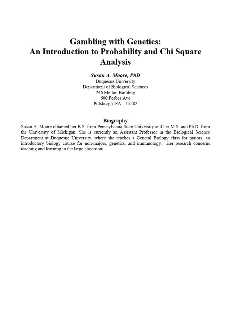 Probability in Genetics BIO201 Probability and Chis Square | PDF