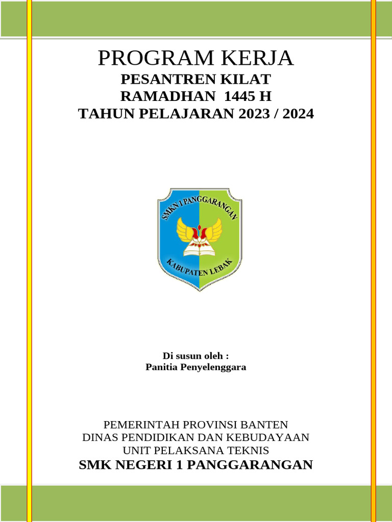 Program Kerja Sanlat SMKN 1 Panggarangan 2024 | PDF