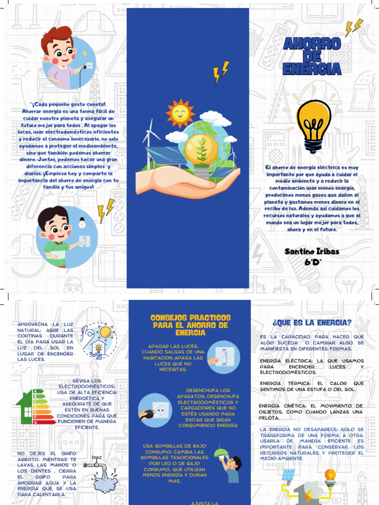 Folleto Tríptico Apoyo Escolar Ilustrado Azul Turquesa y Blanco ...