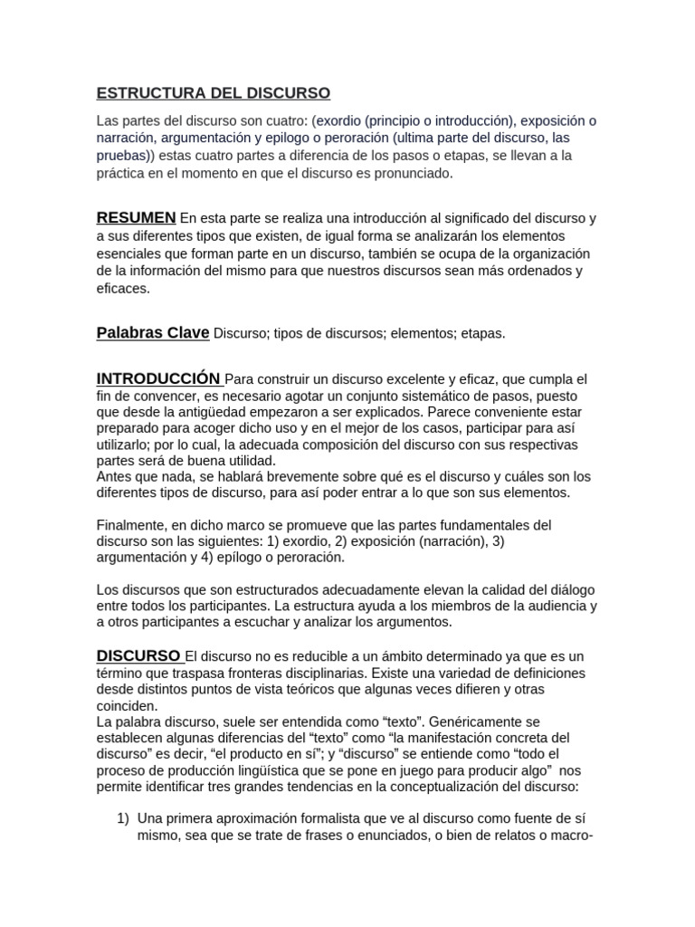 Estructura Del Discurso | PDF