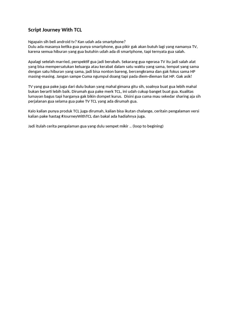 Script Journey With TCL | PDF