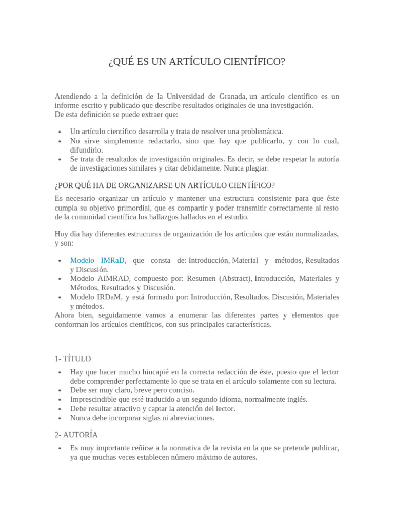 Qué Es Un Artículo Científico | PDF