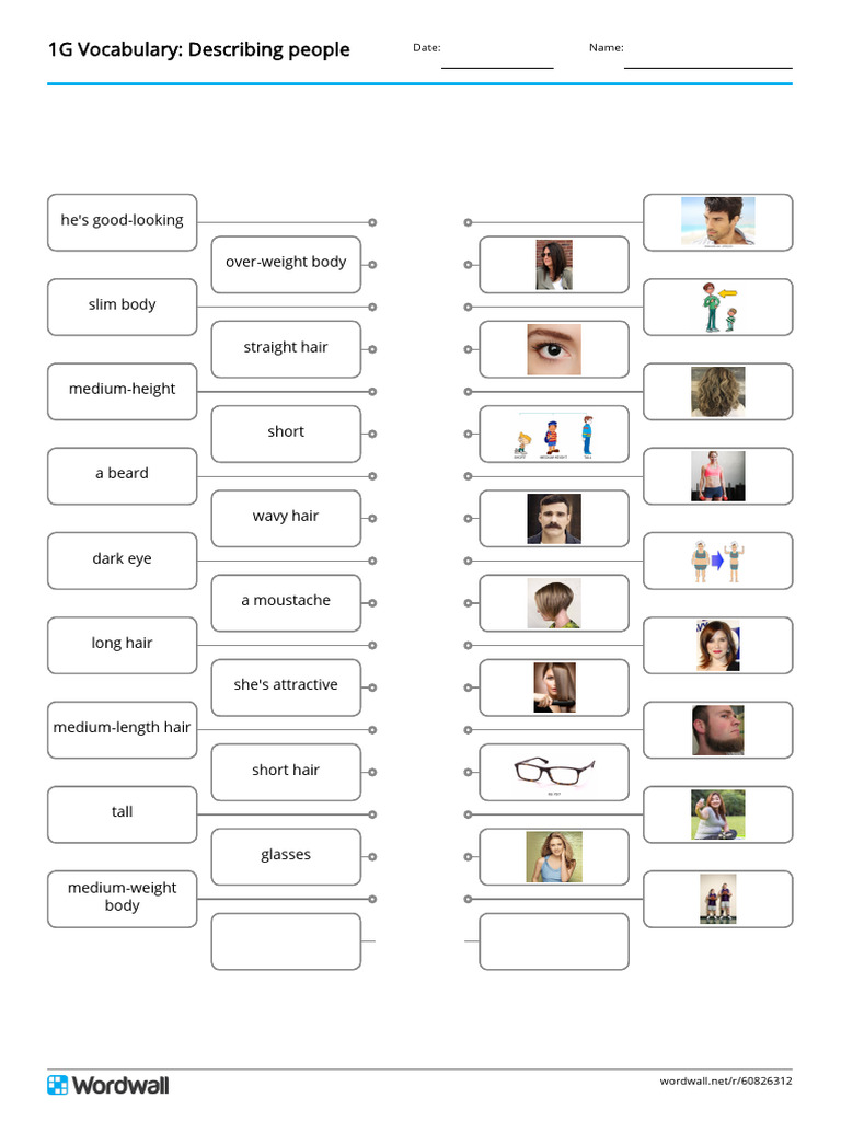 1g Vocabulary Describing People Match Up | PDF