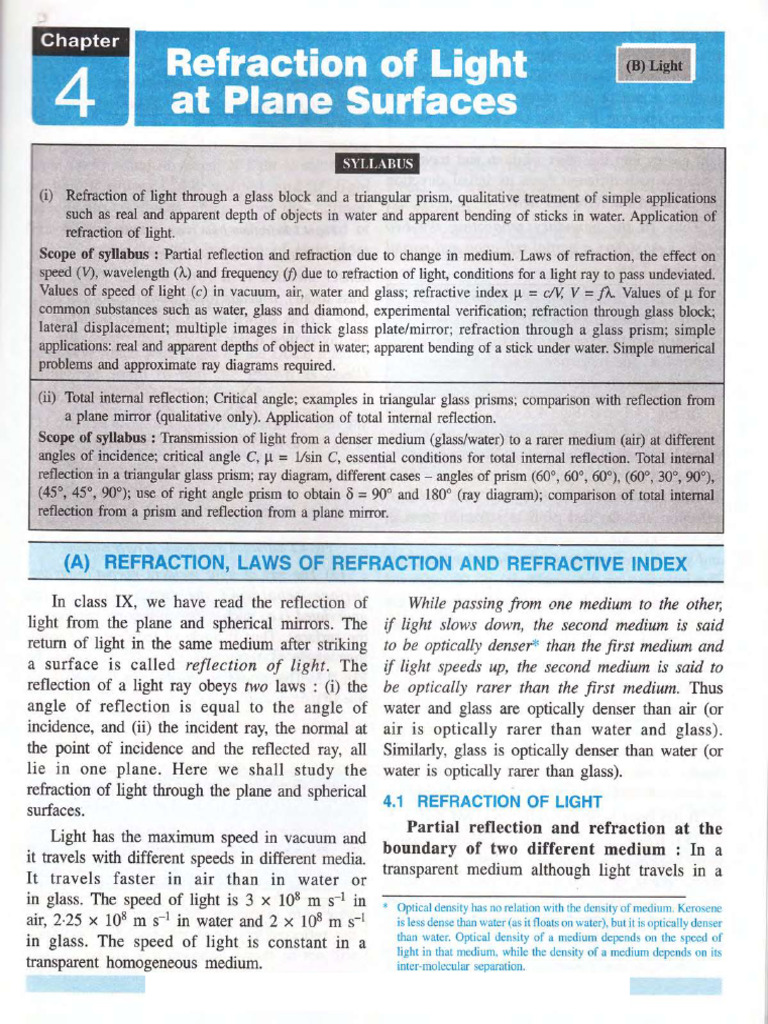 Selina Class 10 Physics Chapter 4 Refraction of Light at Plane Surfaces ...