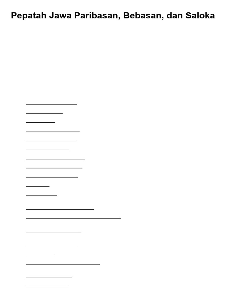 Paribasan, Bebasan Lan Saloka | PDF