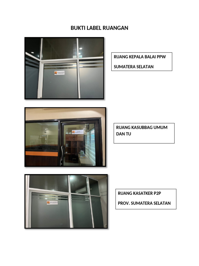 Bukti Label Ruangan | PDF