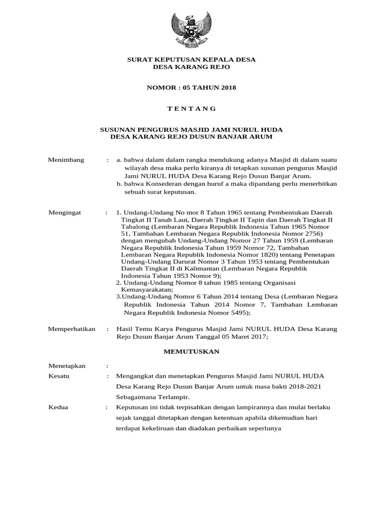 SK Pengurus Masjid | PDF
