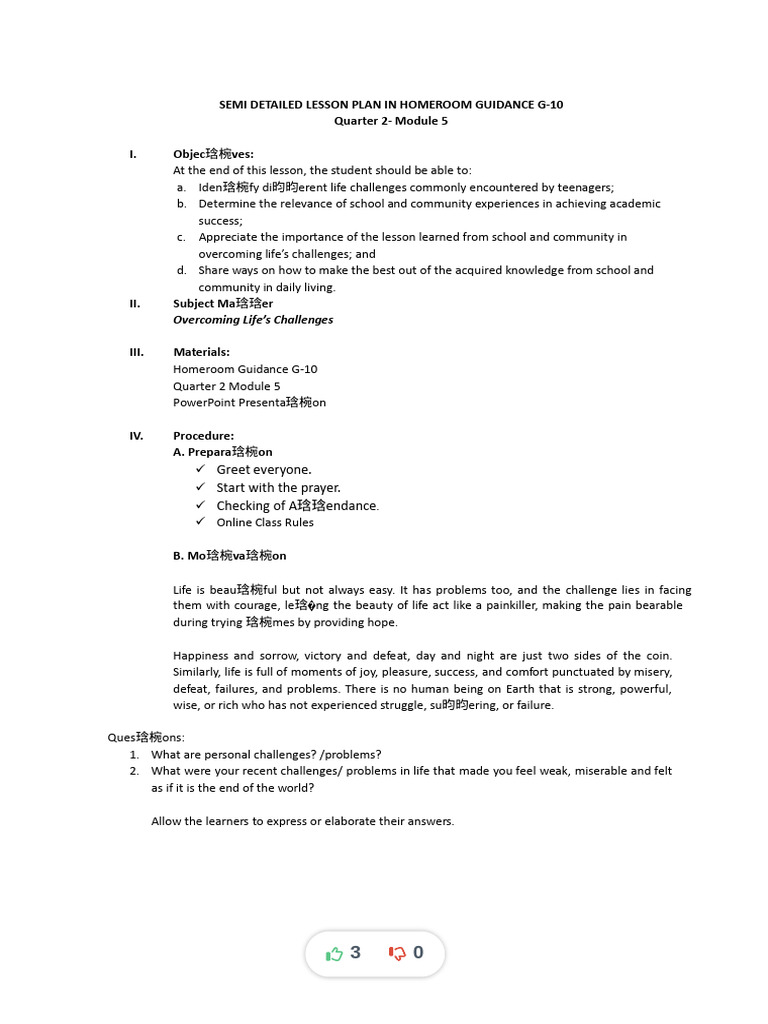 G10 Homeroom Guidance Lesson Plan | PDF | Cognition