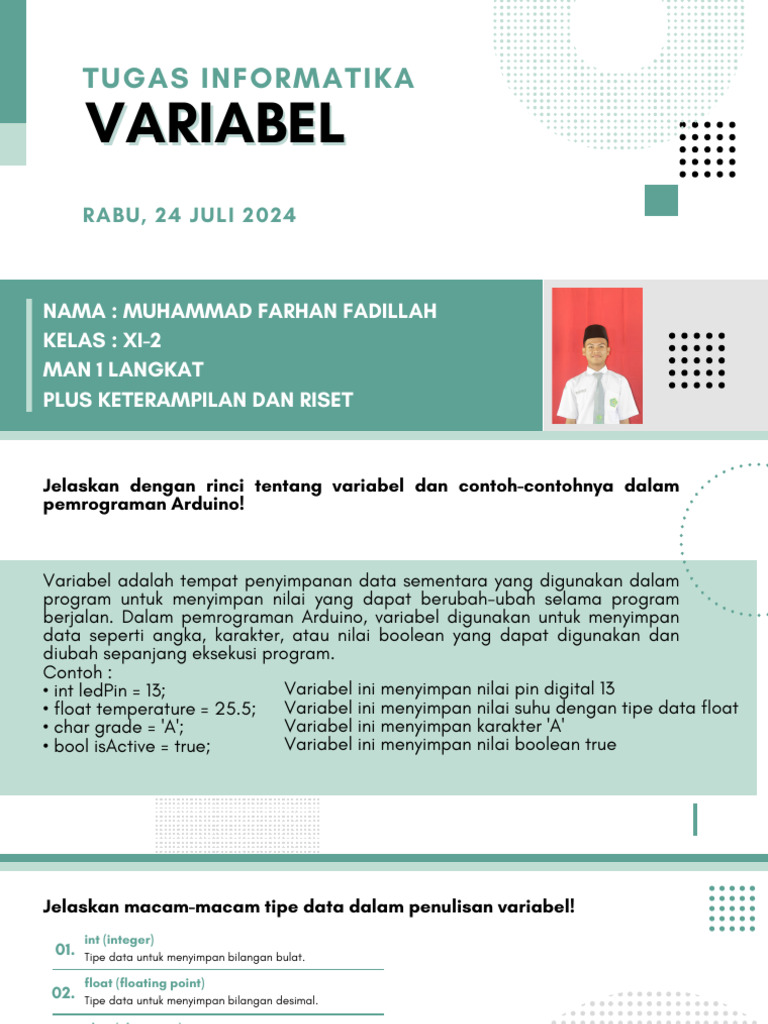 Tugas Informatika - Variabel - Muhammad Farhan Fadillah | PDF