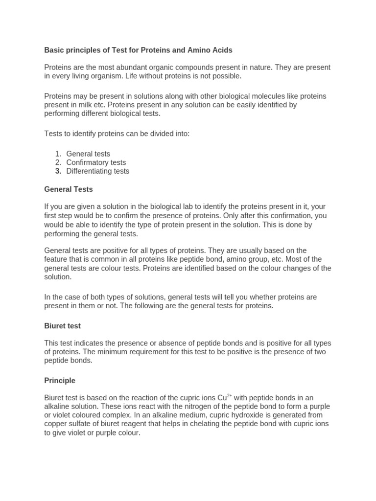 Test for Proteins Introduction | PDF