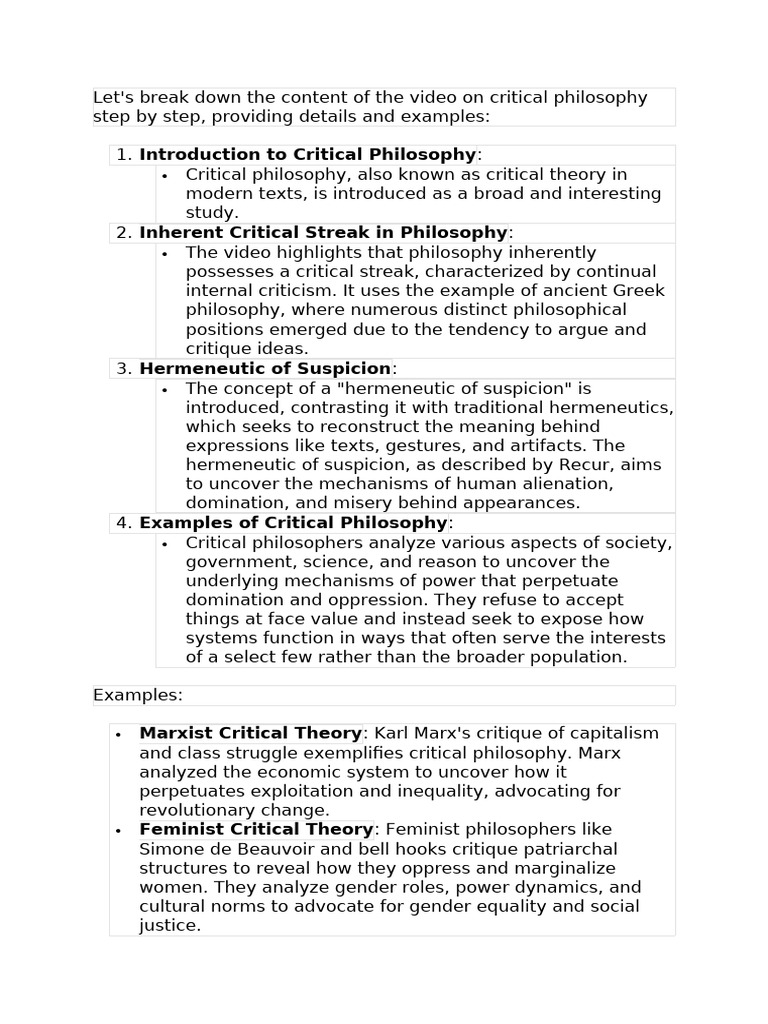 Critical Philosophy | PDF