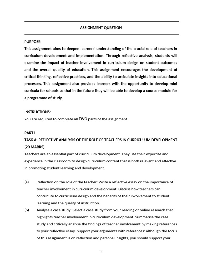 Contoh Soalan Assignment Curriculum Development | PDF