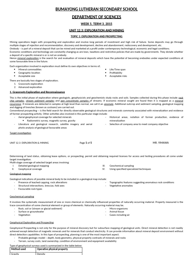 Exploration And Prospecting Pdf Prospecting Science Mathematics