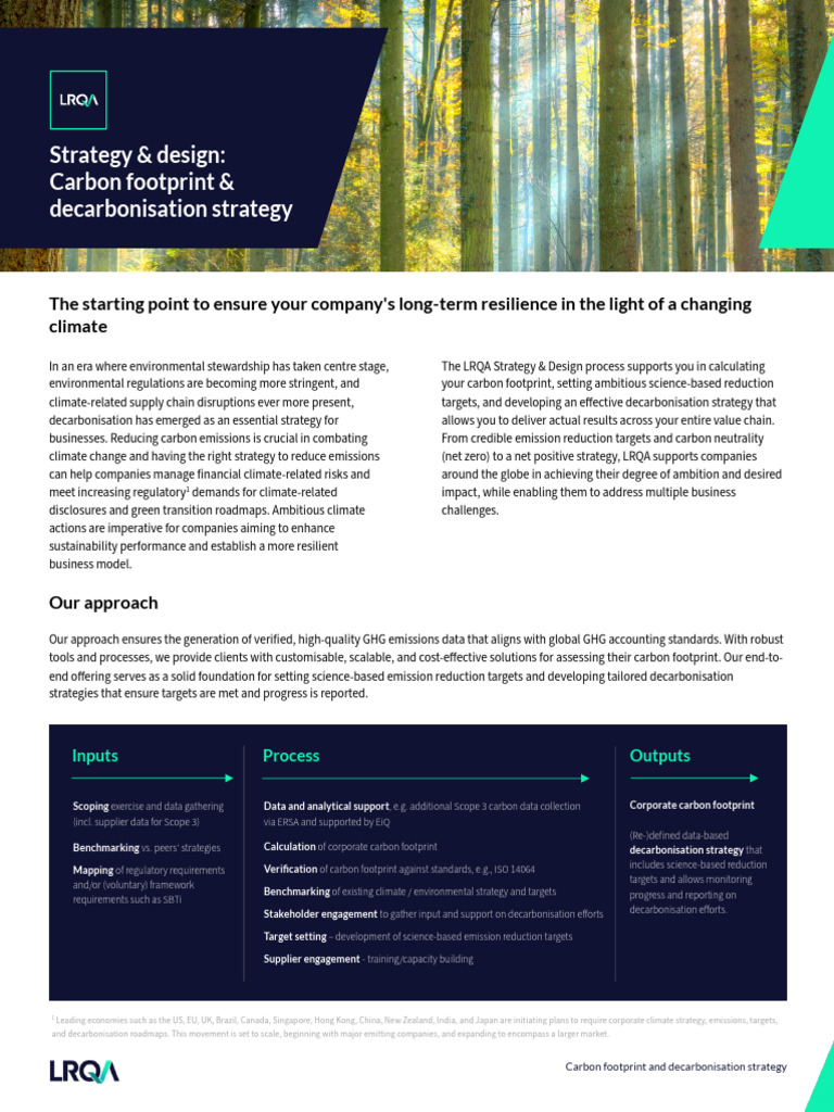 Carbon Footprint Decarbonisation - Factsheet | PDF